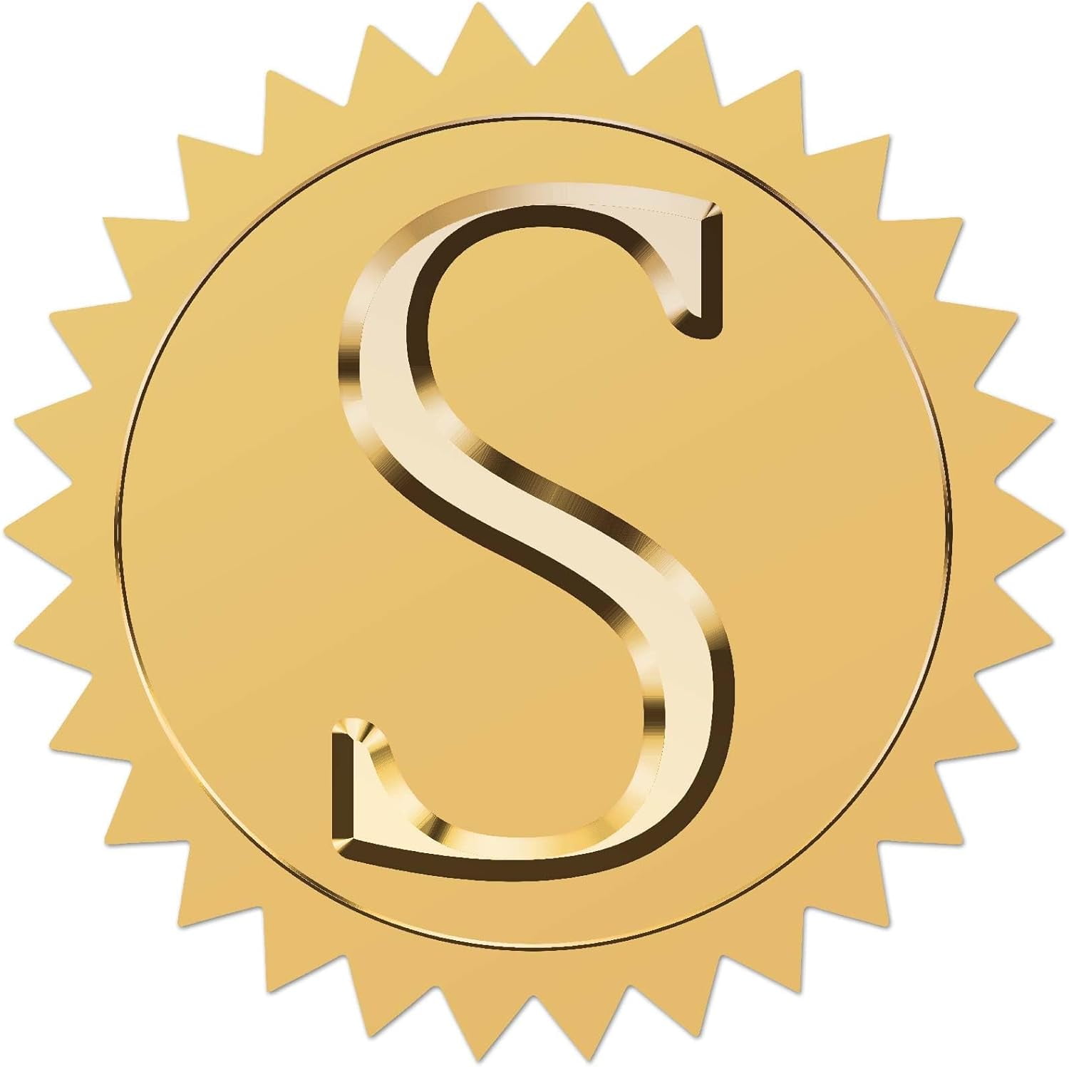 100pcs Alphabets S golden Foil Embossed Stickers 2" Letter Vintage Foil ...