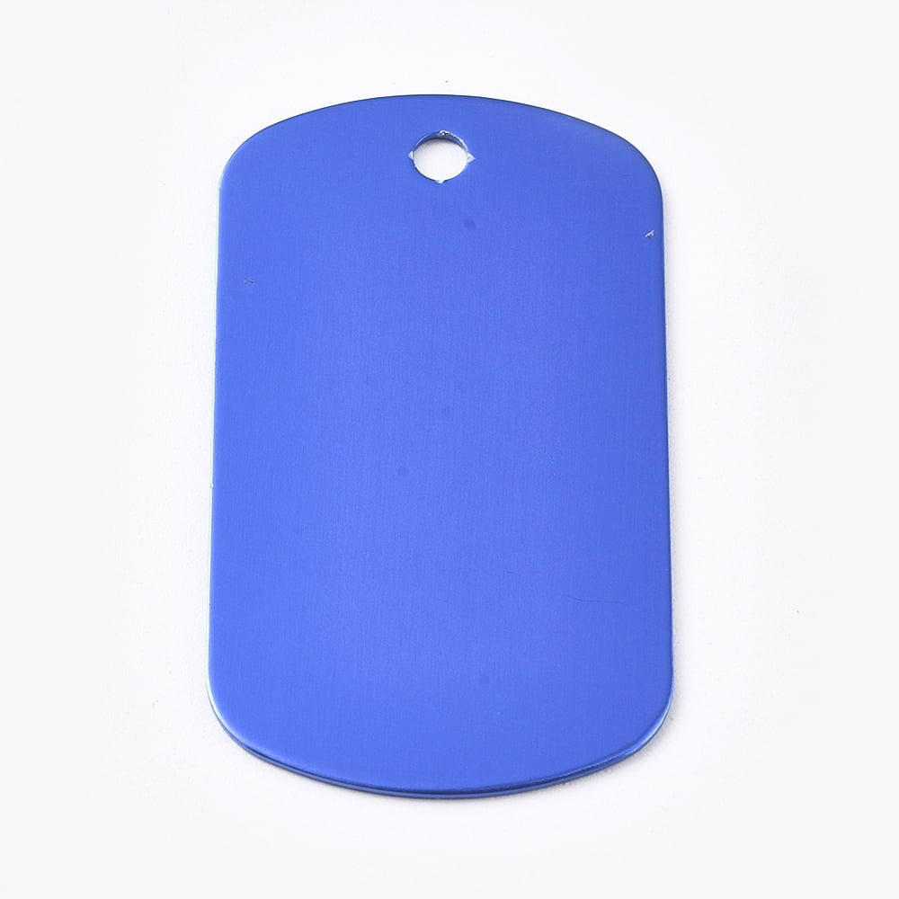 100pcs Aluminum Pendants Blank Tags Rectangle Royal Blue 50x29x1mm Hole ...