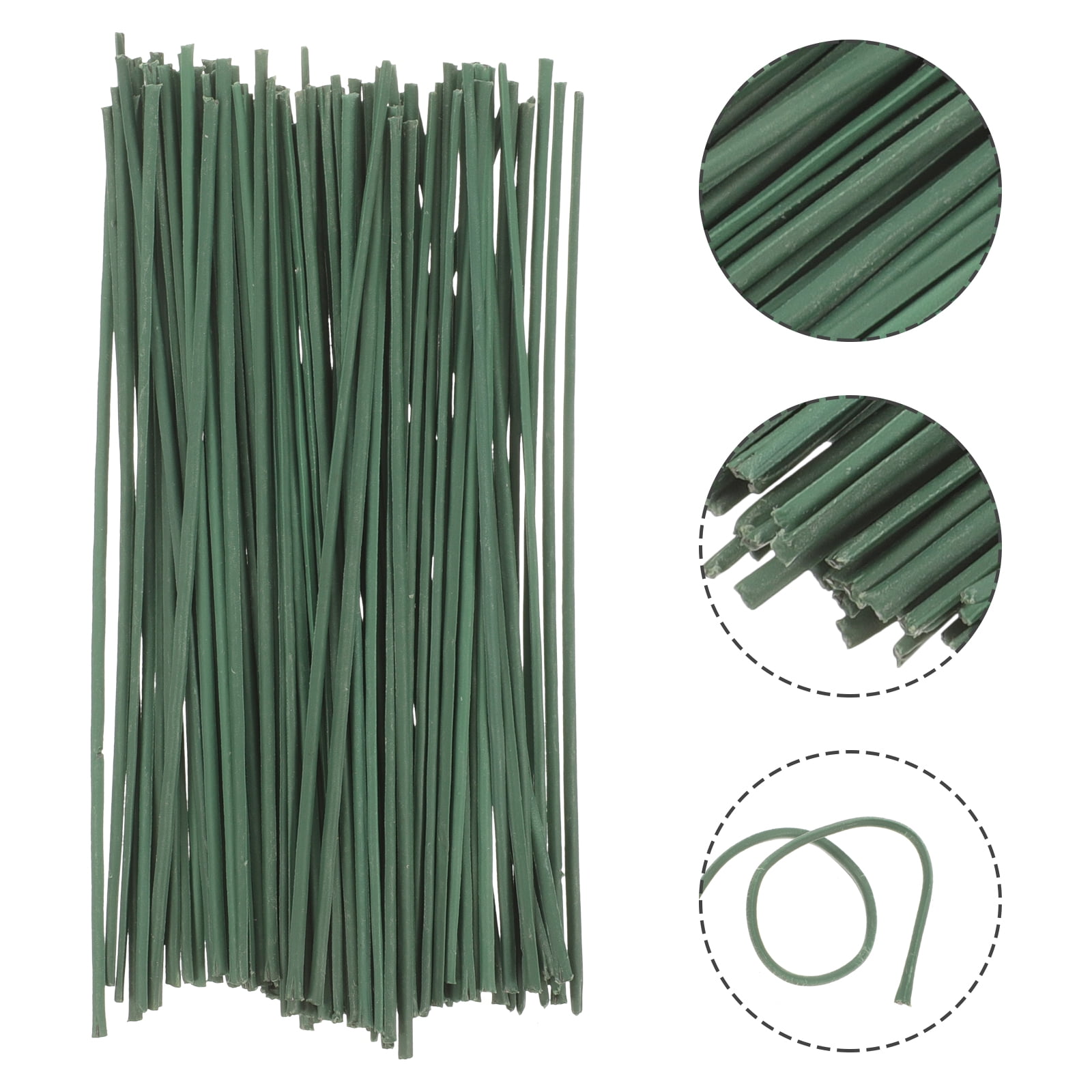 OUNONA Floral Wire for Decoration Green Plastic and Metal Stems ...