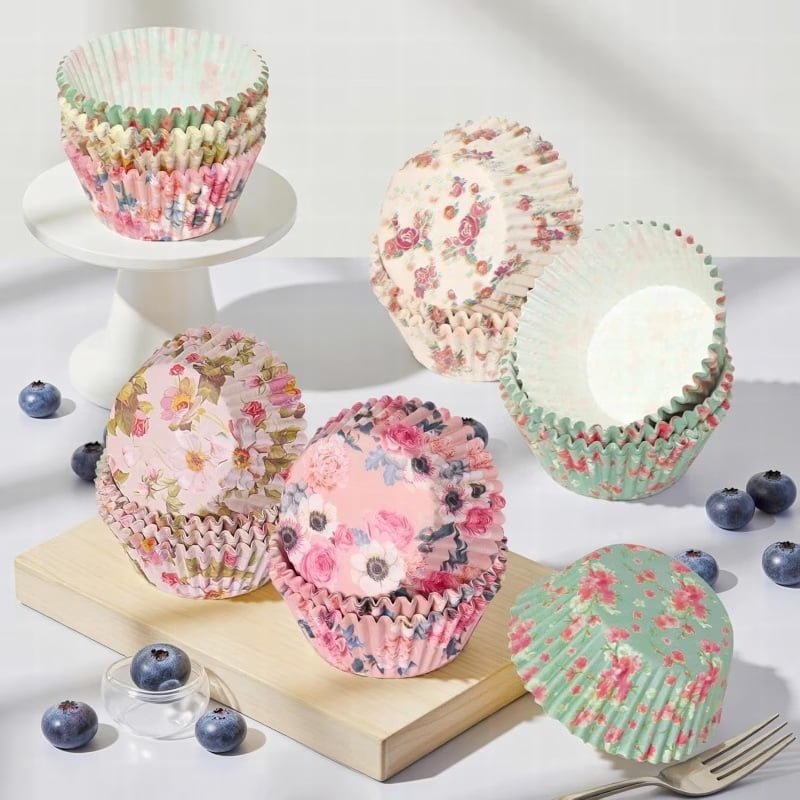 100pcs Assorted Paper Cupcake Cups - Eco-Friendly Muffin Baking Cups ...
