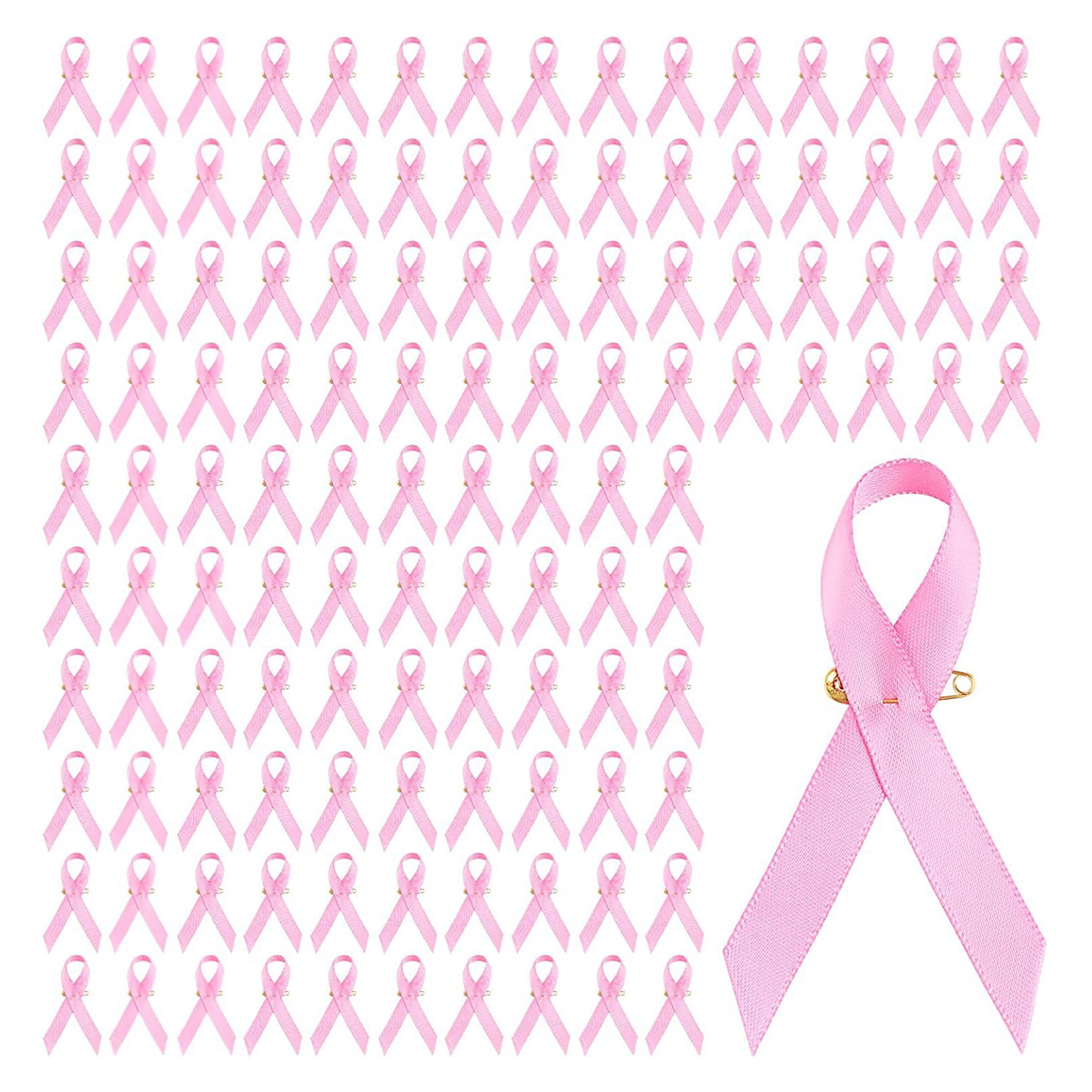 100pcs Awareness Lapel Pin Ribbon Brooch Breast Cancers Health Care Public Welfare Badges ...