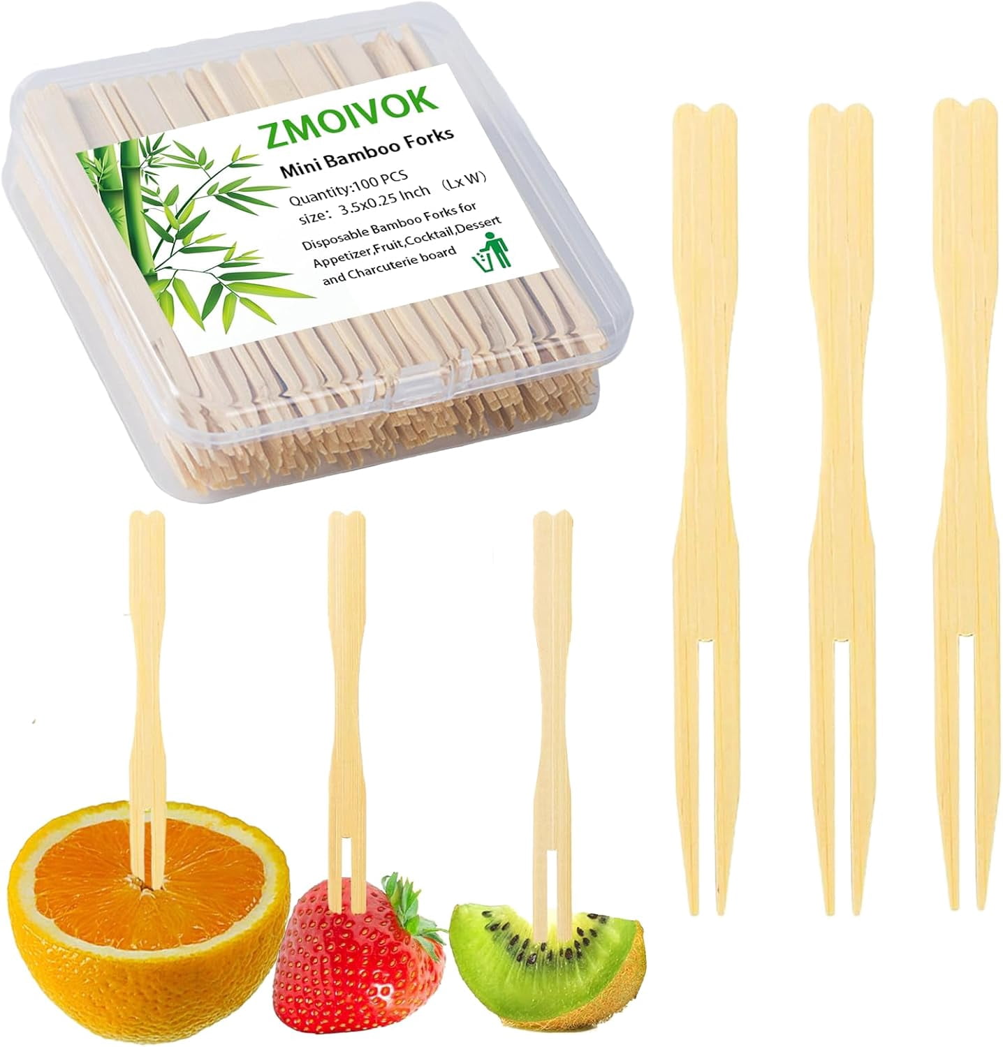 100pcs Bamboo Forks Appetizer Forks,3.5 Inch Charcuterie Food Mini ...