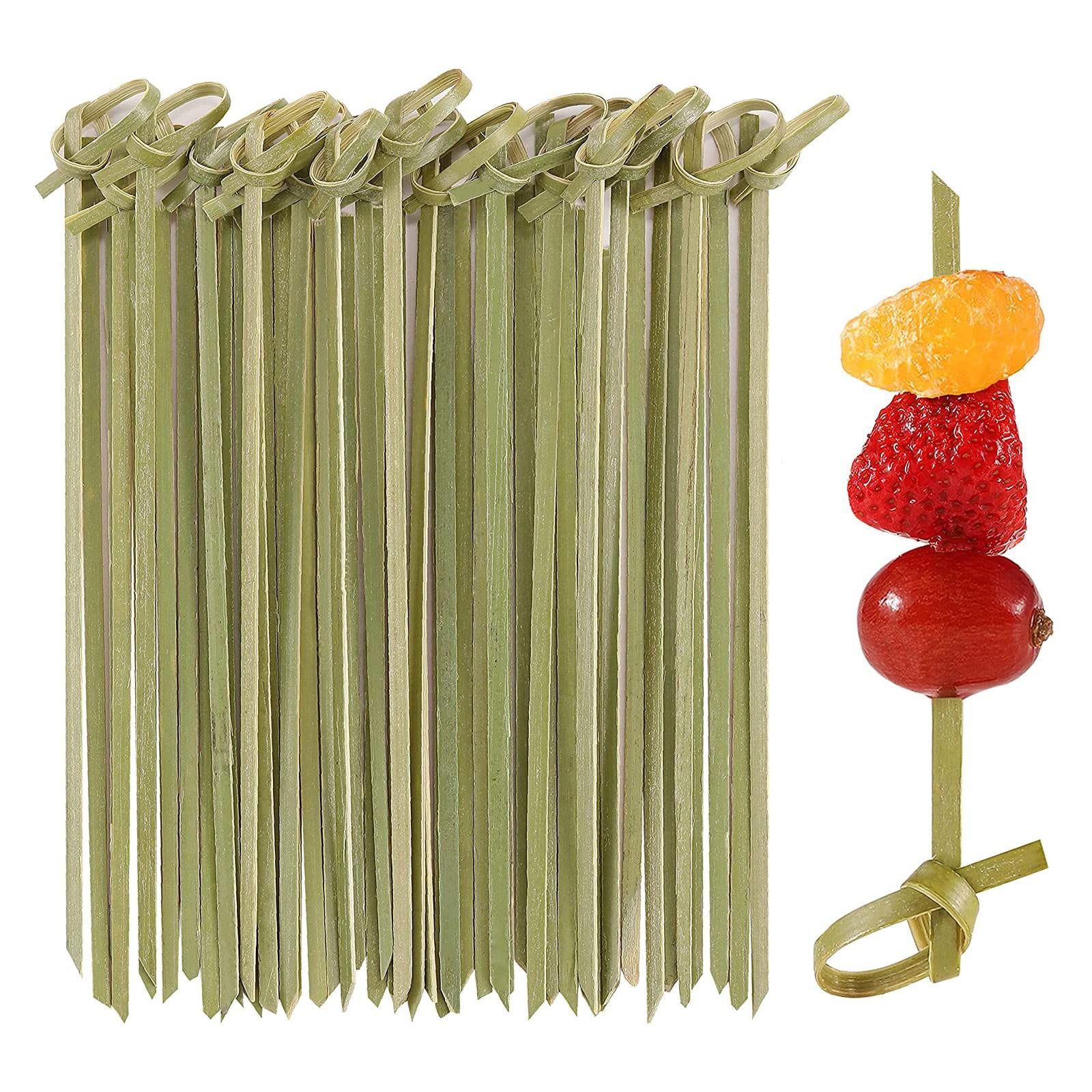 100pcs Bamboo Heart Bead Fruit Cocktail Picks Sticks Decor Toothpick ...