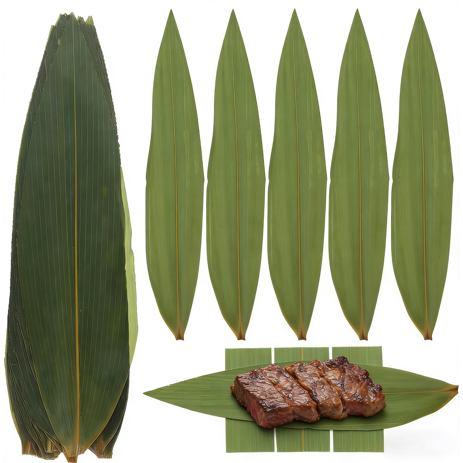 100pcs Bamboo Leaves Decorative Leaf Japanese Food Mat Sushi Rolling ...