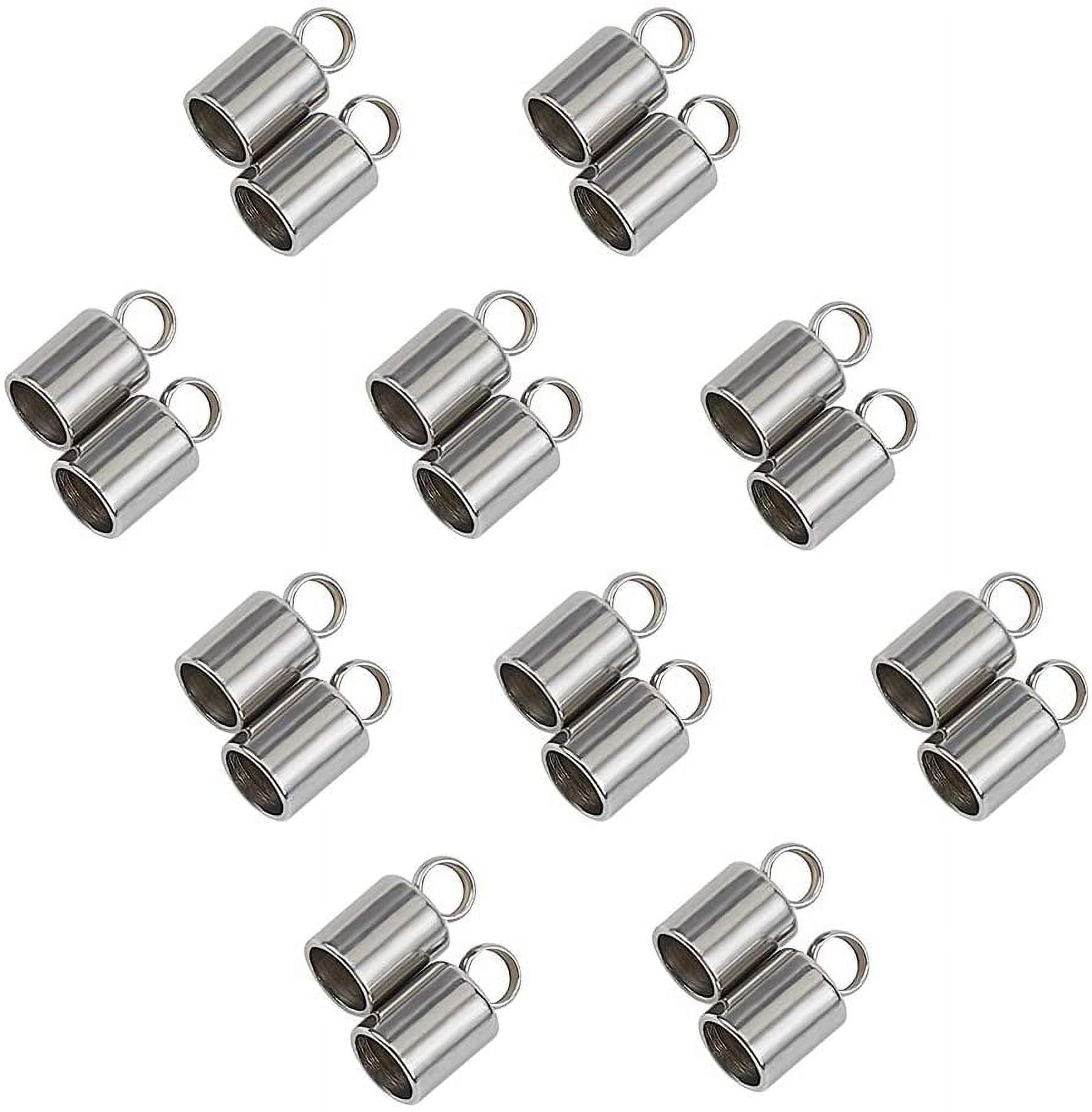 100pcs Barrel End Caps Stainless Steel Cord Ends 4mm Inner Diameter ...