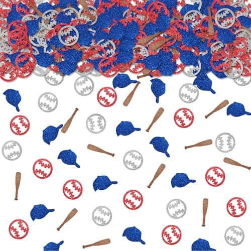 100pcs Baseball Confetti, Red Glitter Baseball Birthday Table Confetti ...