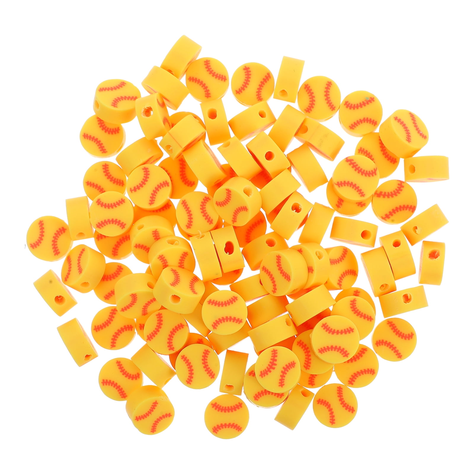 100pcs Baseball Spacer Loose Beads Sports Ball Polymer Clay Beads DIY ...