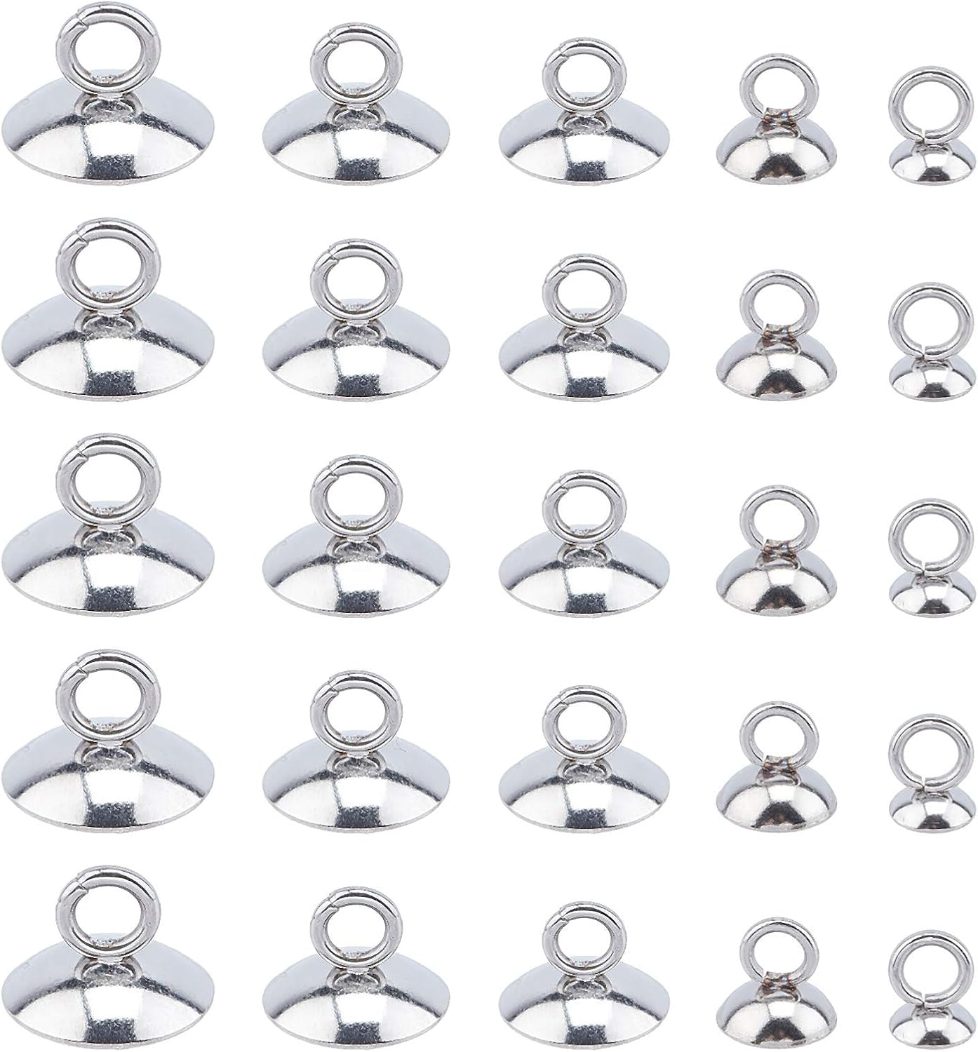 100pcs Bead Bail Cap Pendant Bails 5 Sizes 4-10mm Diameter 304 ...