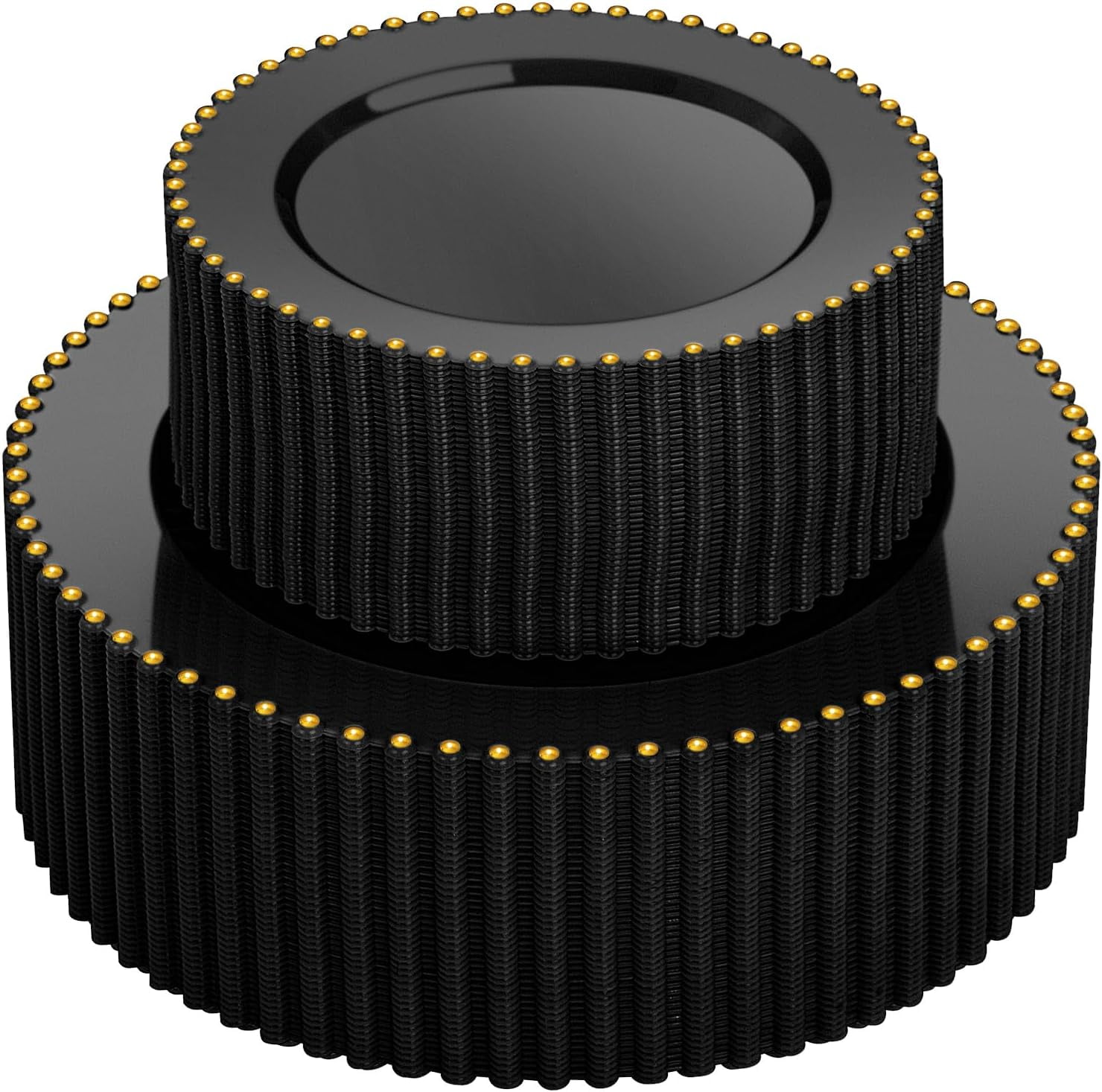 100pcs Black and Gold Plastic Plates,Black Disposable Plates,Halloween ...