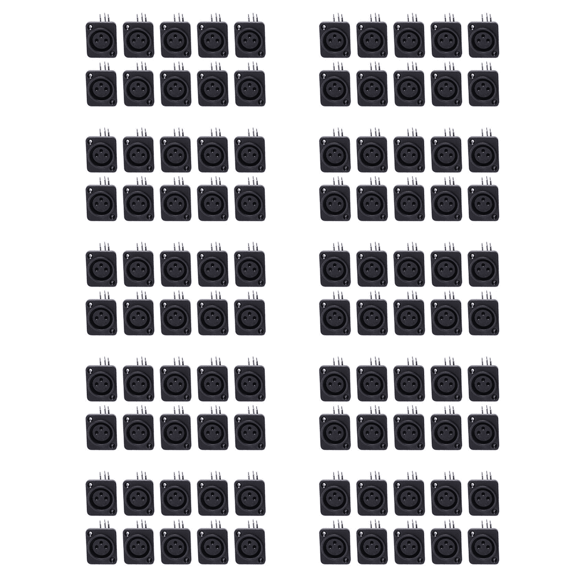 100pcs Black XLR 3pin Female Jack Panel Mount Chassis PCB Socket ...