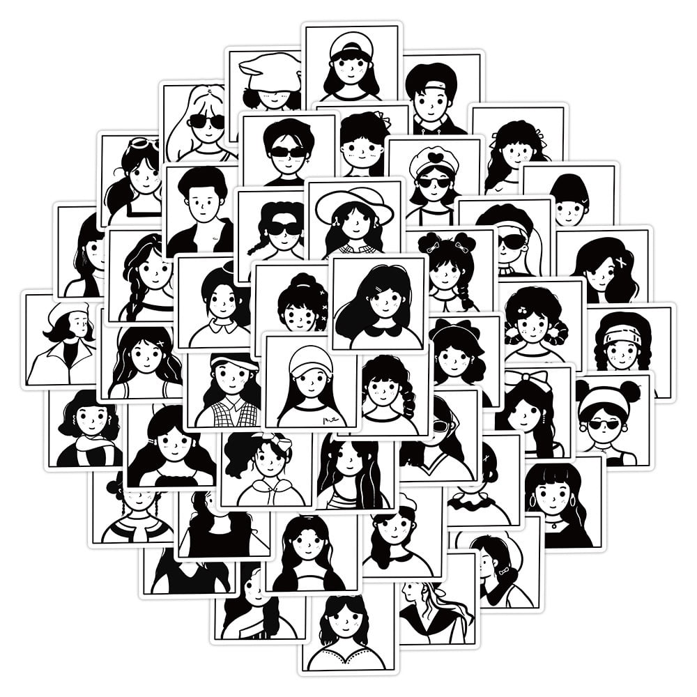 100pcs Black and white anime series stickers young Hanako-kun DIY ...