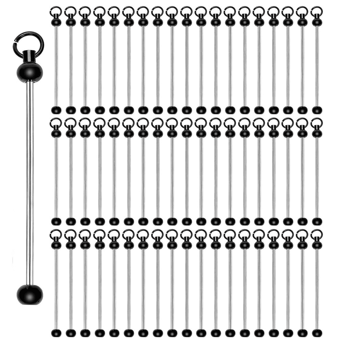 100pcs Blank Beadable Keychain Bars,Metal DIY Bead Keychain Bar Charms ...