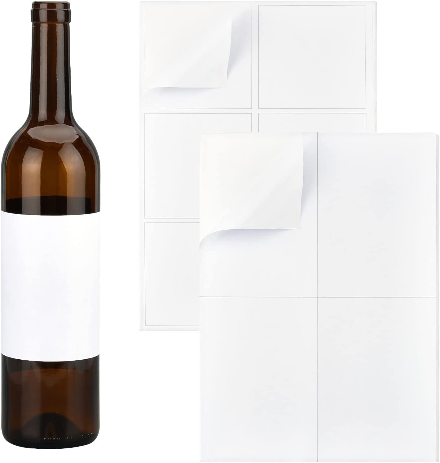100pcs Blank Wine Label 2 Sizes Matte White Label Sticker 3.7x3.6"/5 ...
