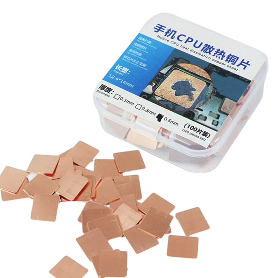 100pcs/Box Multiple Thickness Thermal Conductively Copper Sheet Thermal ...