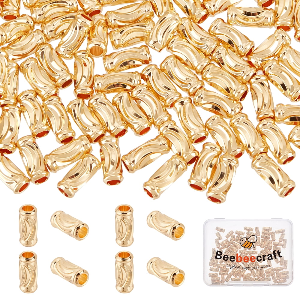 100pcs Brass Tube Beads Nickel Free Real 18K golden Plated 7x3mm Hole: 1.8mm - Walmart.com