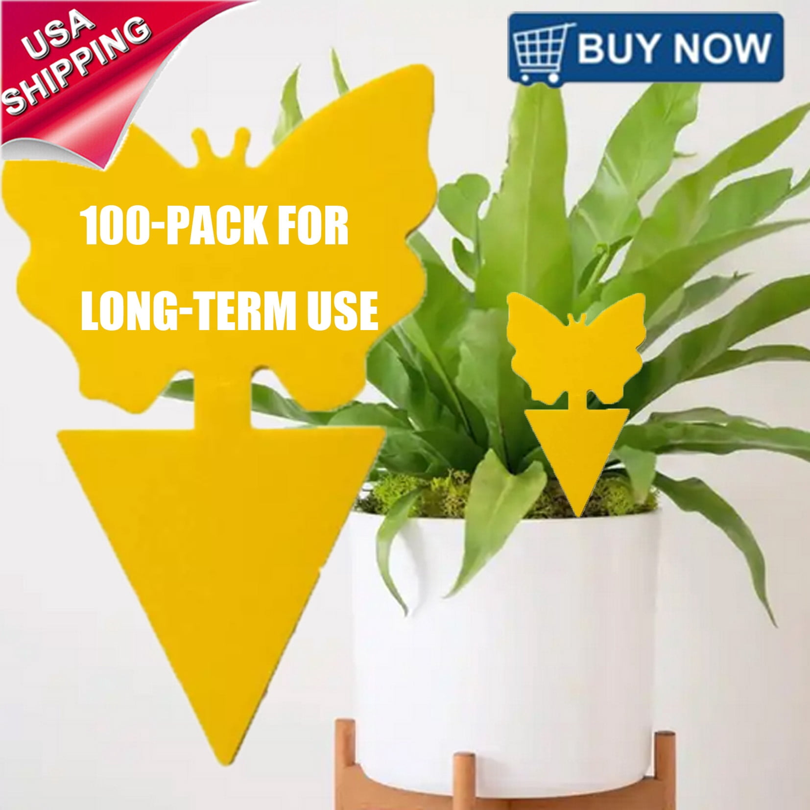 100pcs Bright Yellow Sticky Fly Traps for Flying Plant Pests, Easy Peel ...