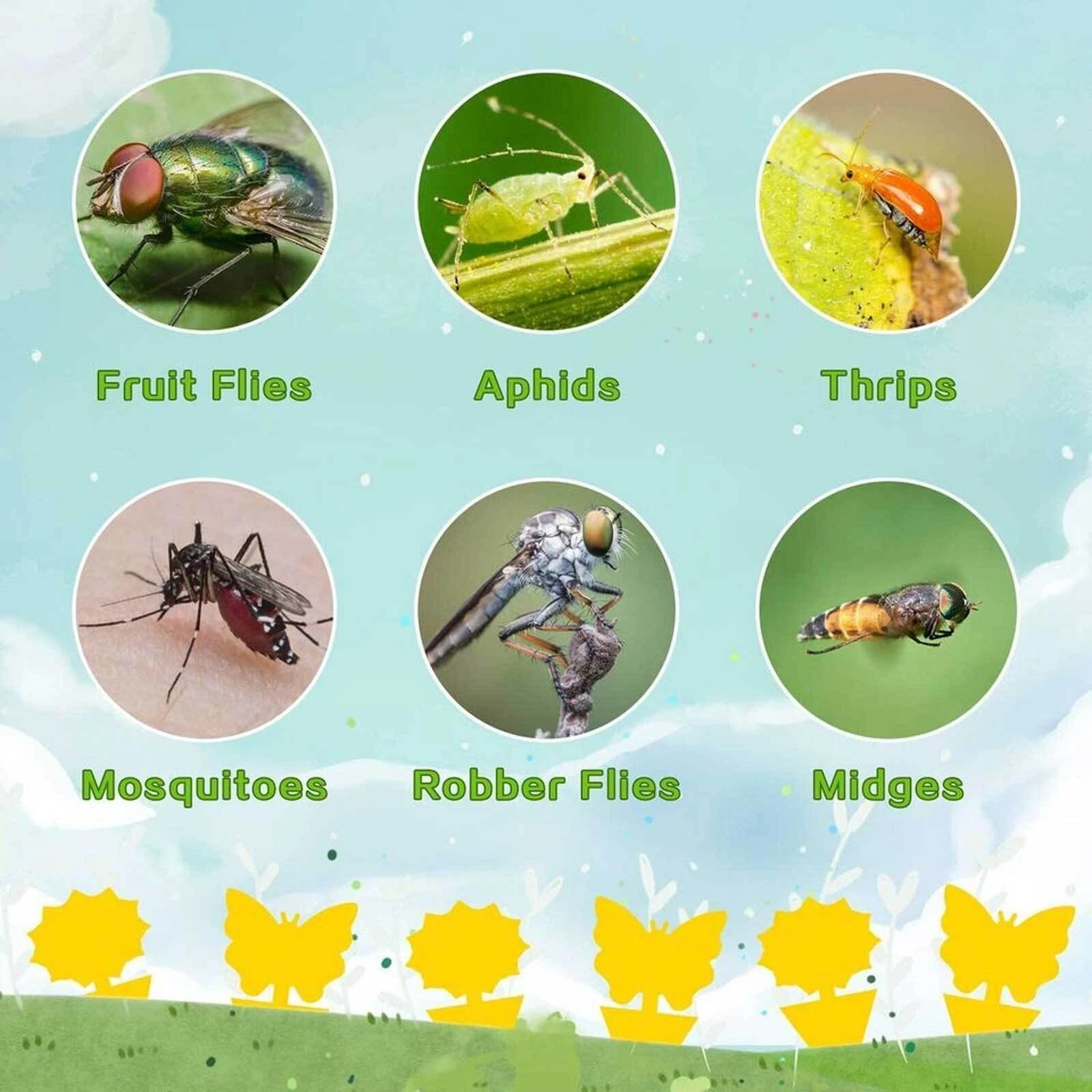 100pcs Bright Yellow Sticky Fly Traps for Flying Plant Pests, Weather ...