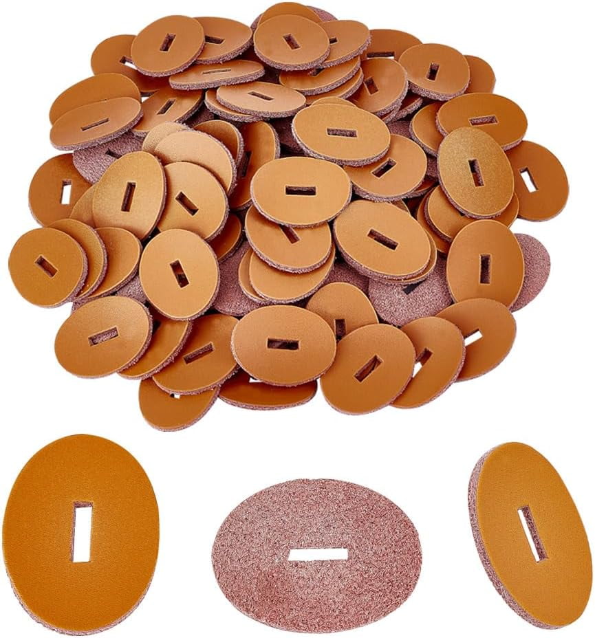 100pcs Brown Leather Handle Washers Genuine Leather Spacer Washers Oval ...
