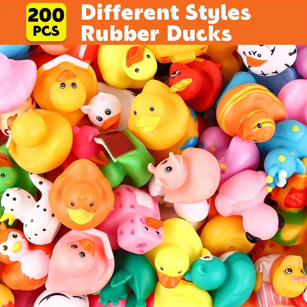 100pcs Bulk 2 Inch Mini Rubber Duckies Party Favors - Assorted Colors ...