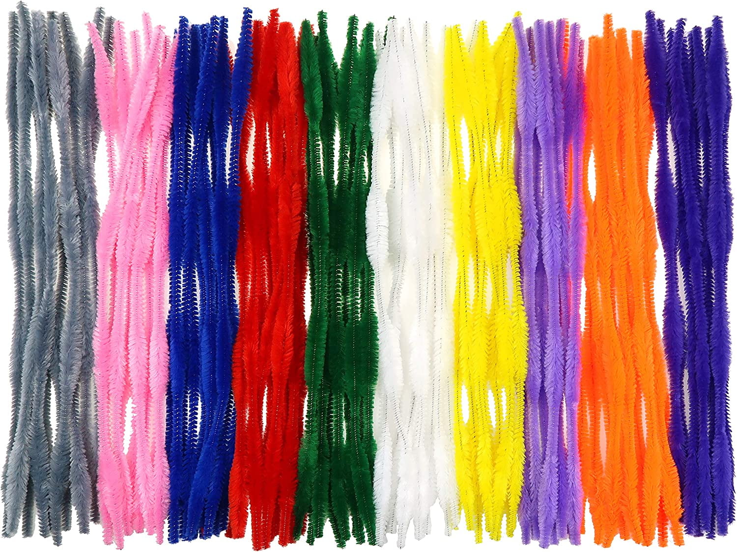 100pcs Bump Pipe Cleaners 10 Assorted Colors Chenille Stems Craft ...