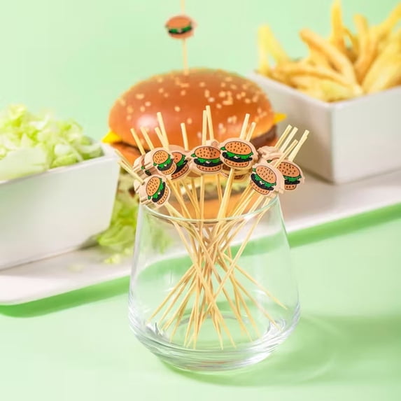 100pcs Burger-Shaped Skewers - Disposable Mini Bun-Shaped Cake ...