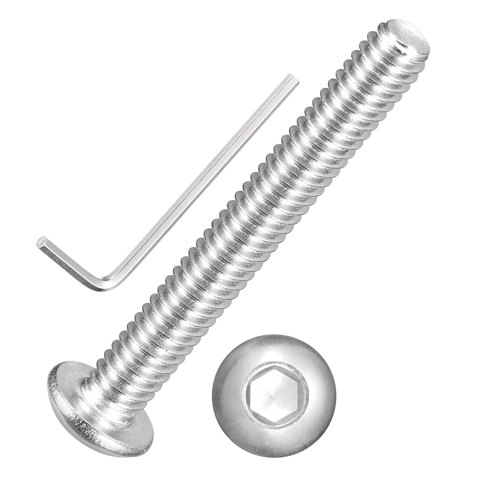 100pcs Button Head Socket Cap Screws - [#8-32x1-1/4"mm] 18-8 Stainless ...