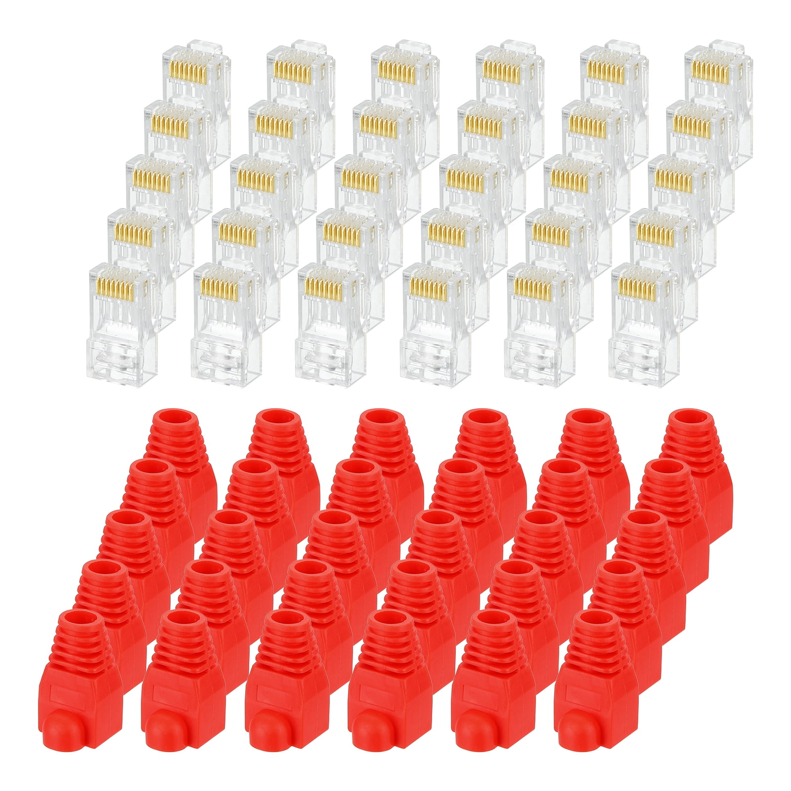 100pcs Cat6 RJ45 Pass Through Connectors, RJ45 Connector 8P8C Gold ...