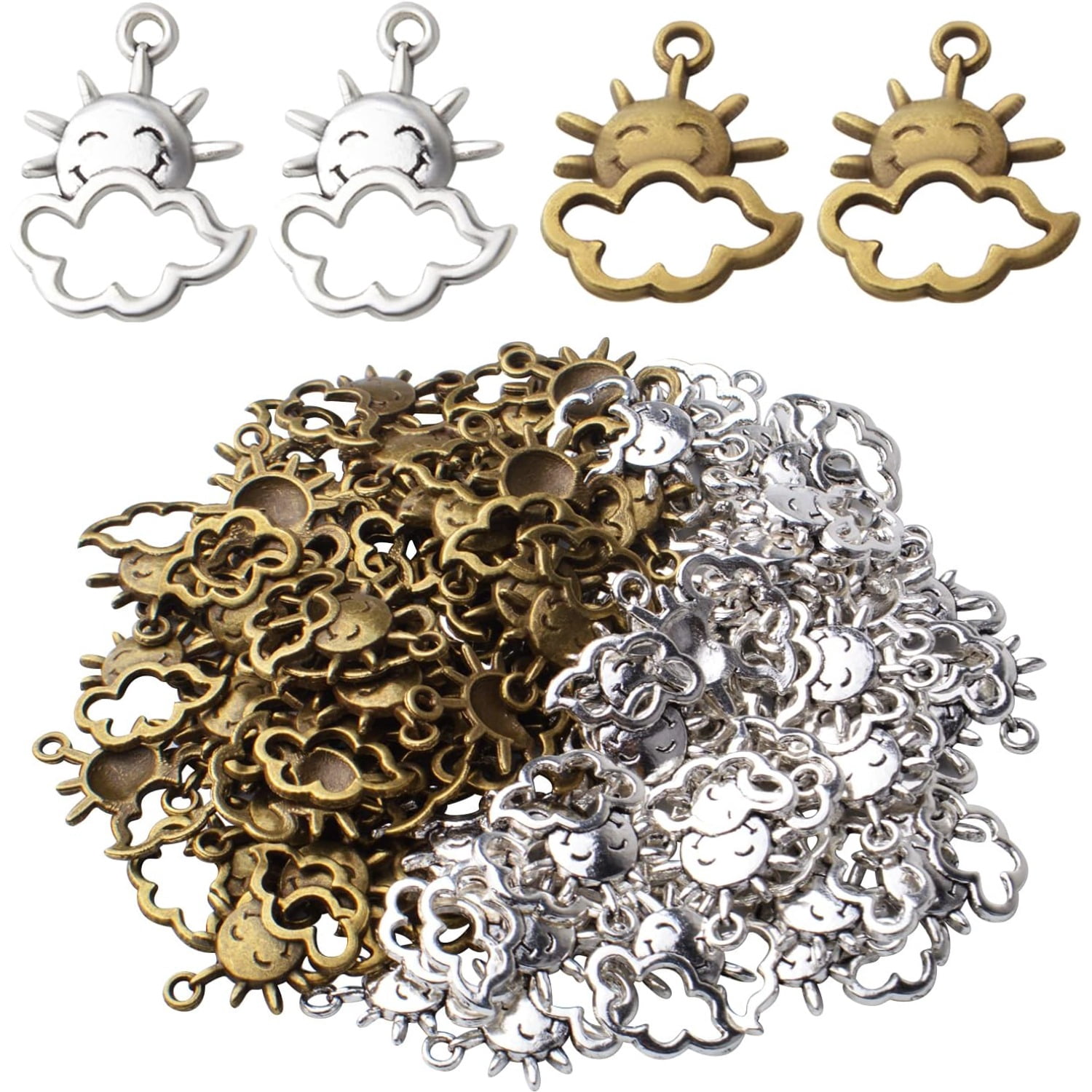 100pcs Celestial Sun Cloud Charms Alloy Jewelry Charm Pendants for DIY ...