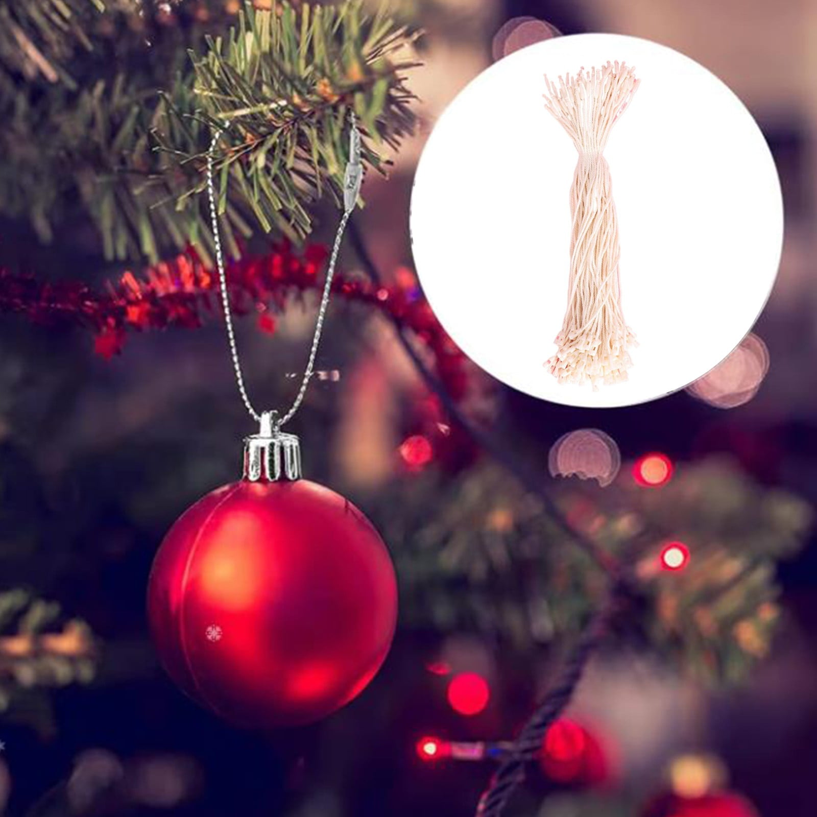 100pcs Christmas Ornaments String Hanger Beige Precut Ribbon Hook for ...