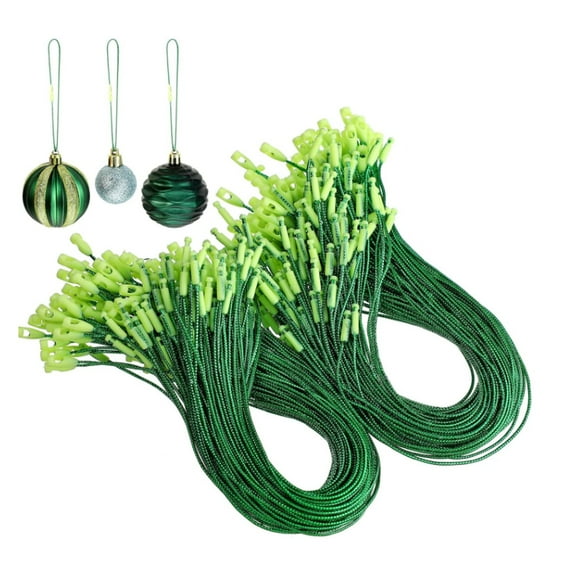 100pcs Christmas Ornaments String Hanger Green Precut Ribbon Hook for ...