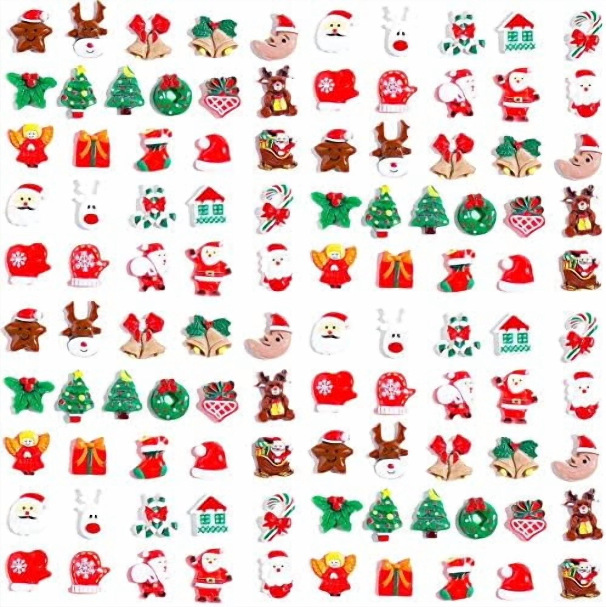 100pcs Christmas Slime Flatback Charms, Assorted Craft Resin Ornaments ...