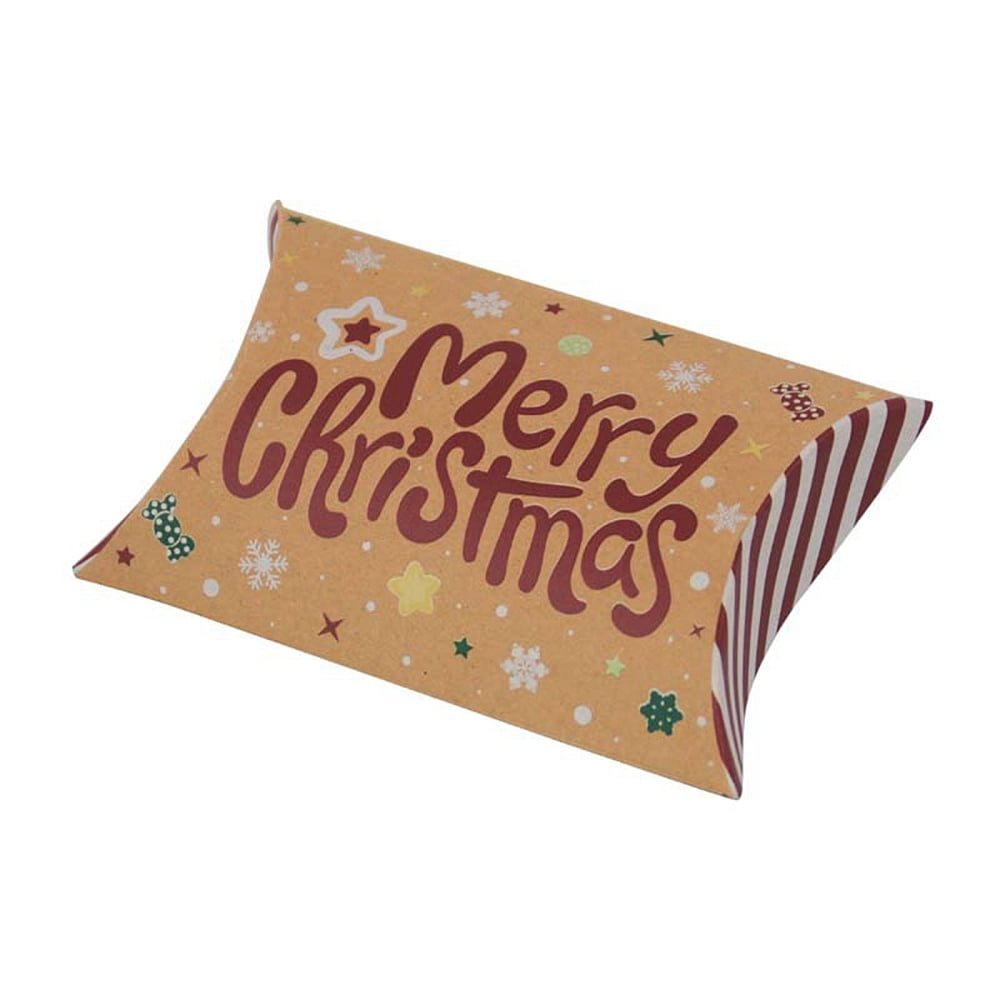 100pcs Christmas Theme Cardboard Pillow boxes Cartoon Word Merry ...