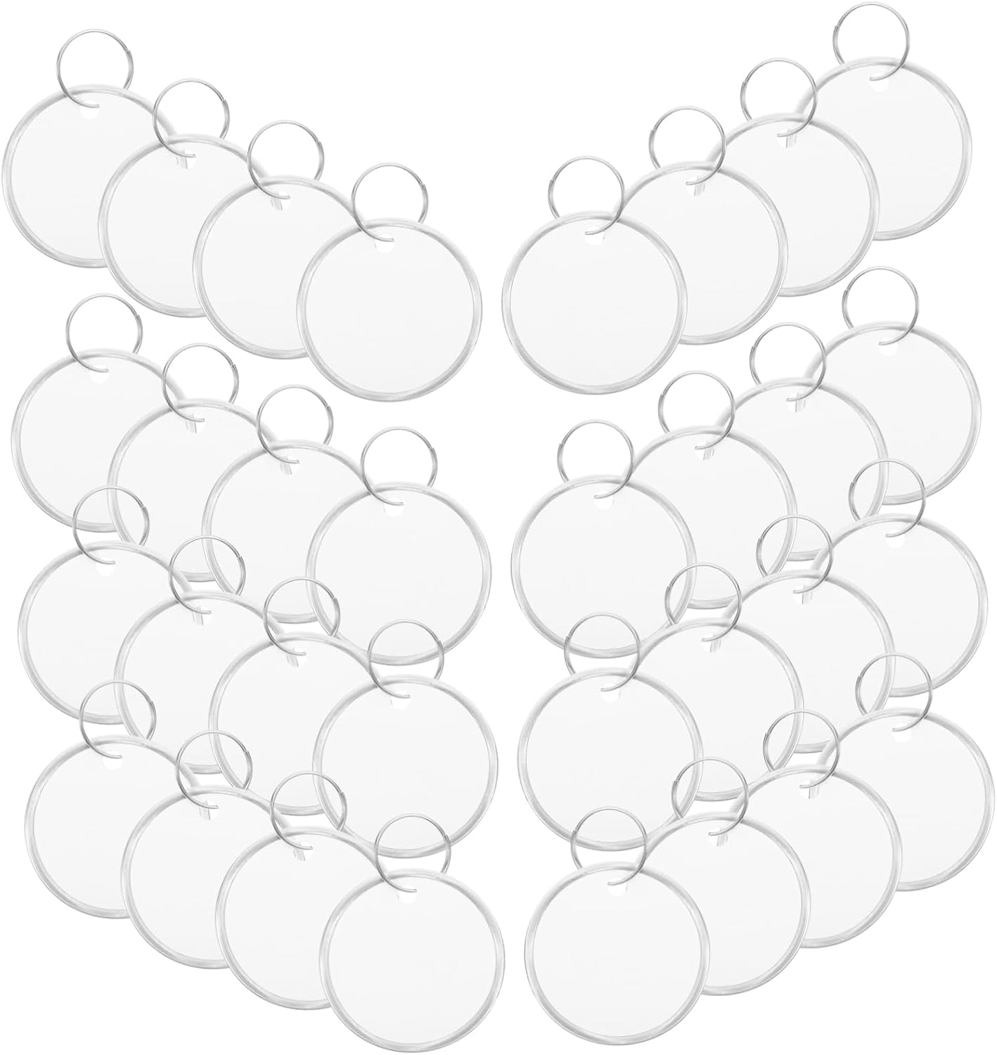 100pcs Circle Key Tags Metal Rim Writable Key Identification Blank ...