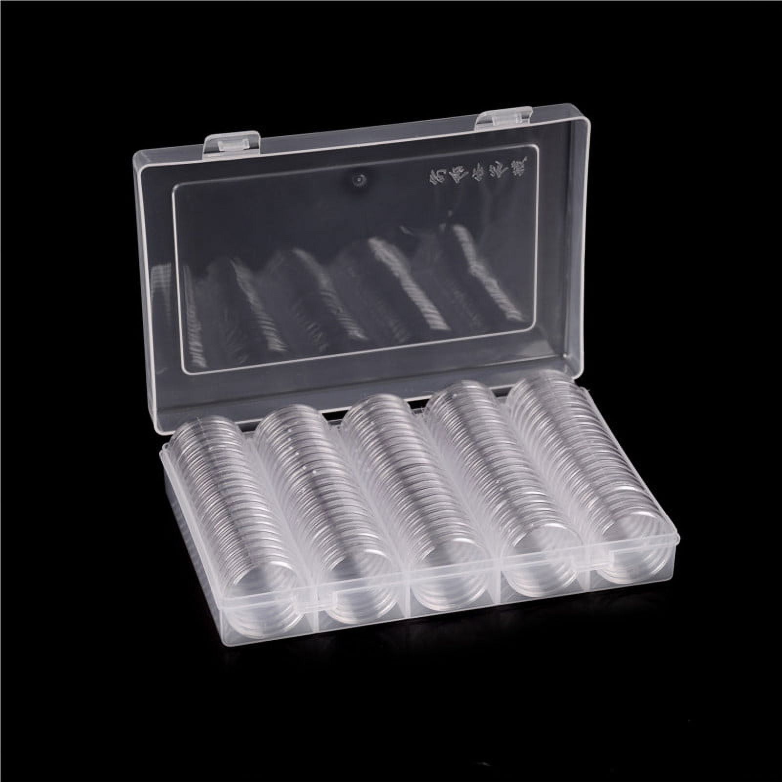 100pcs Clear Coin Capsules Coin Case Holders 27mm Round Storage Boxes ...
