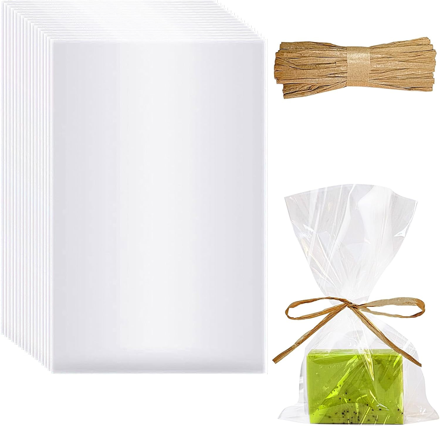100pcs Clear Soap Bags for Soap Packaging 5x8 Inch Cellophane Bags with ...