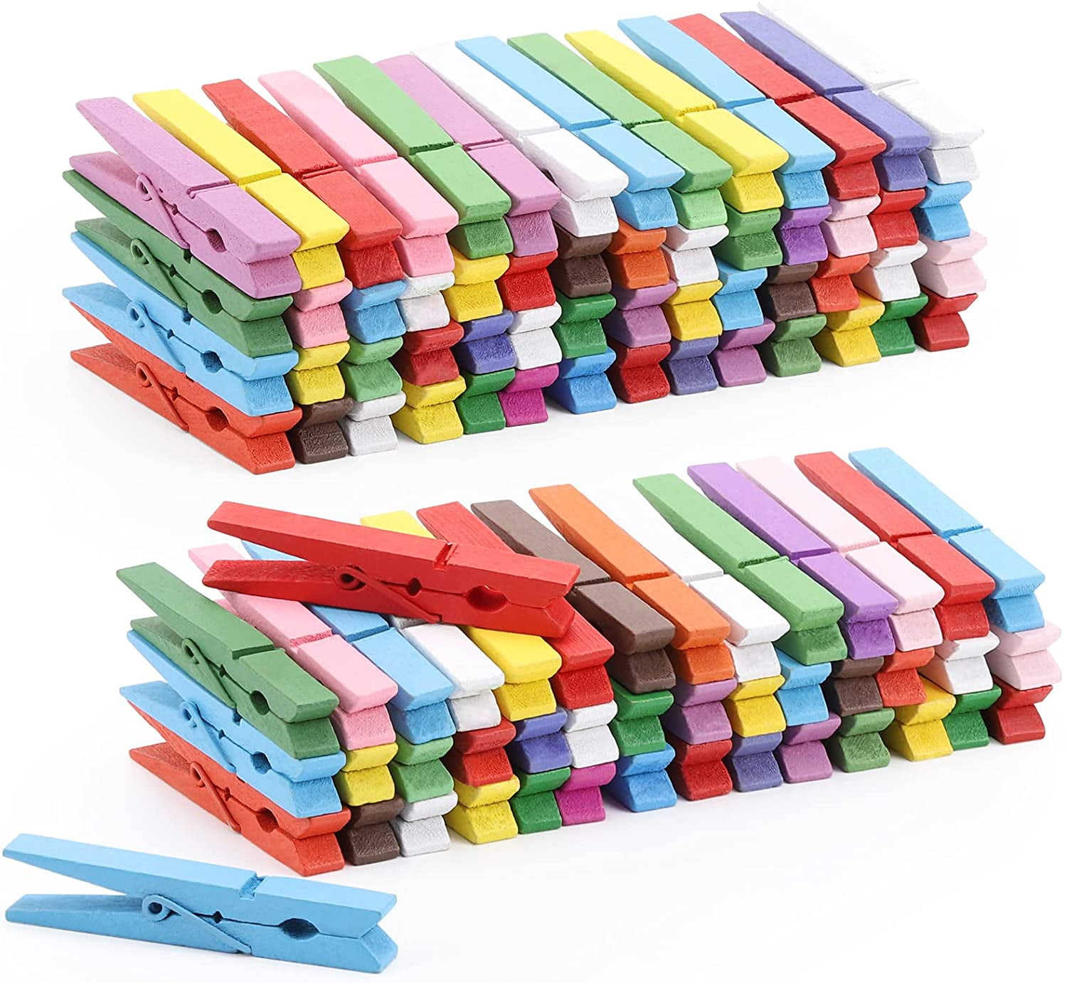 100pcs Colored Clothespins Wooden Heavy Duty Clothes Pins with Strength ...