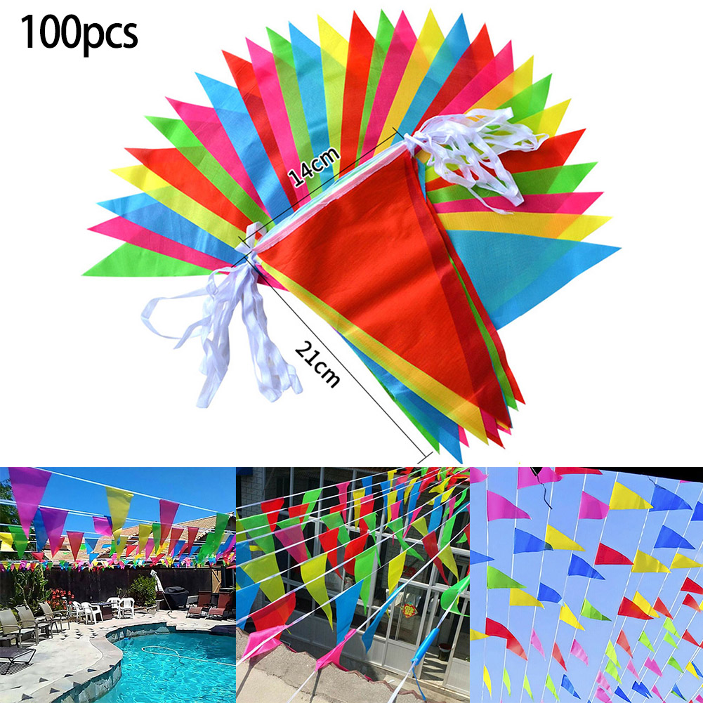 100pcs Colorful Pennant Flags Banner 164ft Multicolor Pennant Banner ...