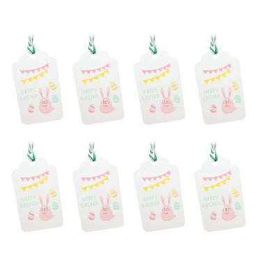 QUSENLON 48/96 Sets Happy Easter Bunny Gift Tags with String Gift Box ...