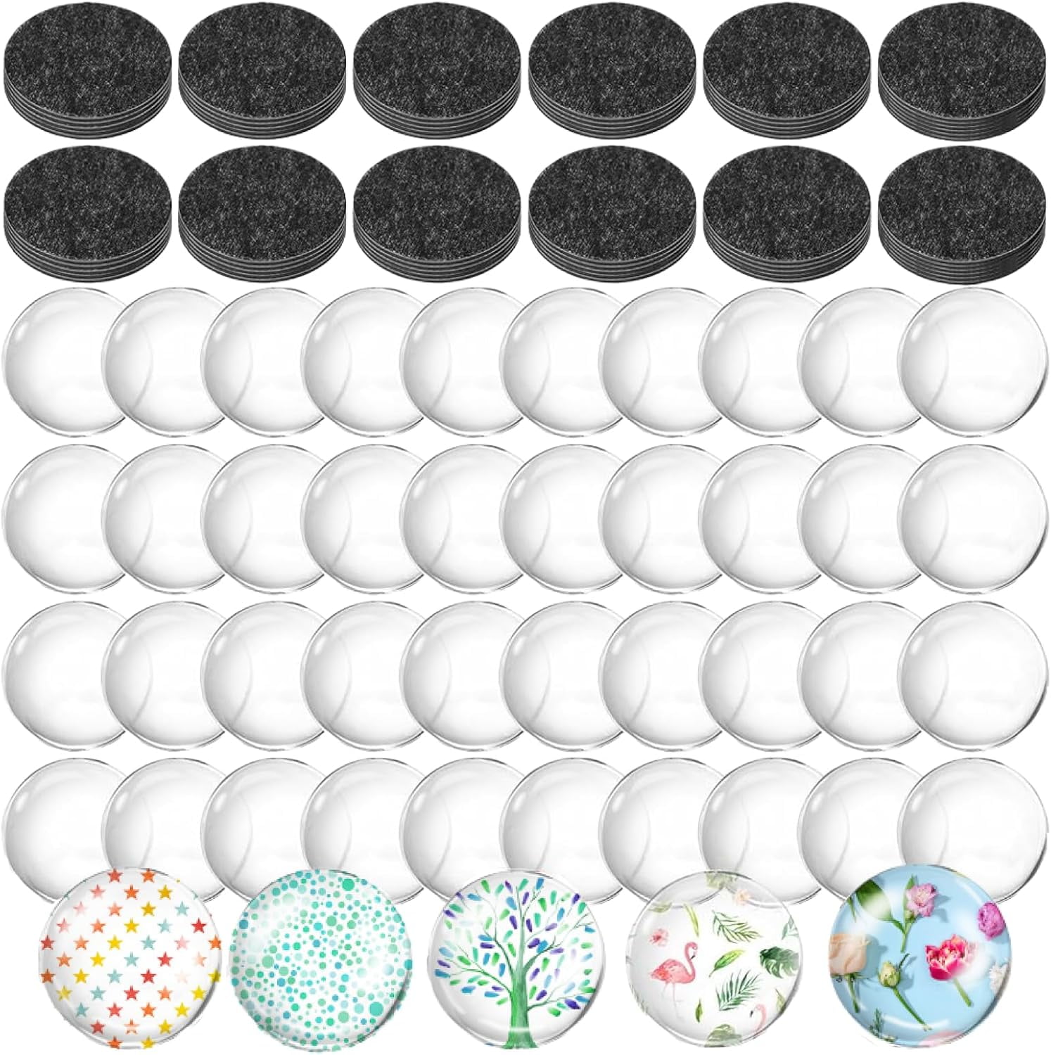 100pcs Craft Magnets Glass Magnet with Adhesive Backing and Transparent ...