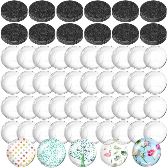 100pcs Craft Magnets Glass Magnet with Adhesive Backing and Transparent ...