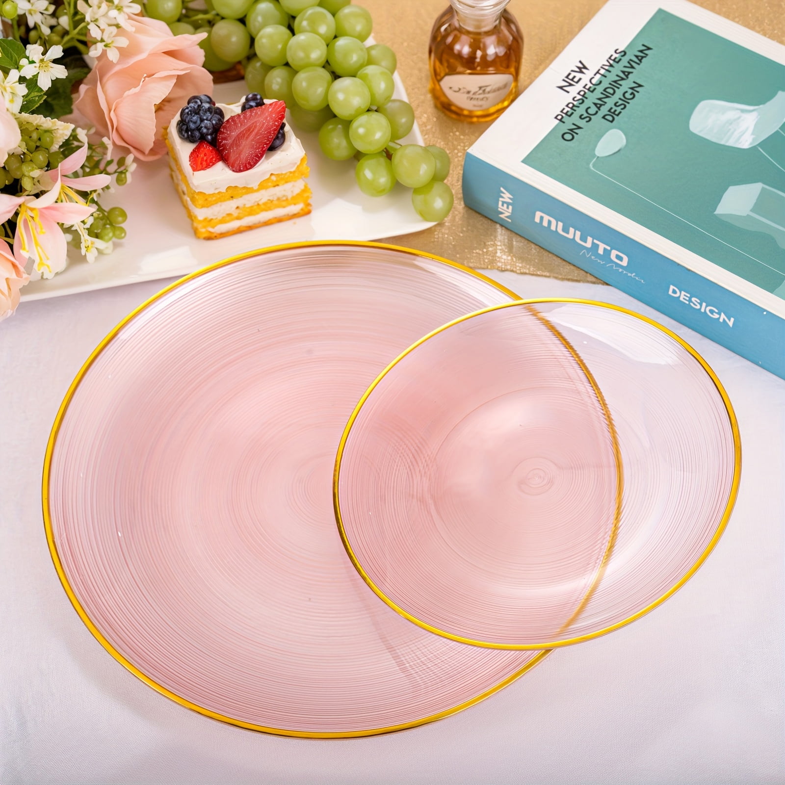 100pcs Crystal Design Plastic Plates - Plastic Plates Disposable ...