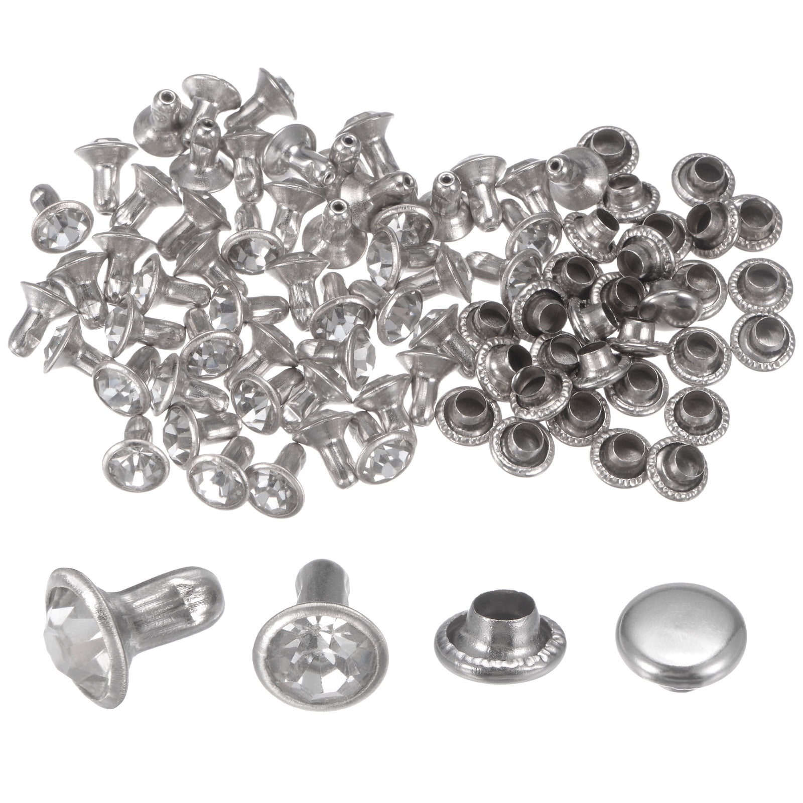 100pcs Crystal Rivets 6mm Rhinestone Rivets Rapid Stud Rivets for ...