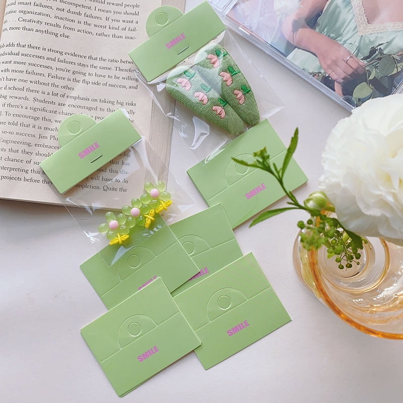 100pcs Cute Pink Paper Label Tag Cards Foldable Hole Handmade Hiar Clip ...