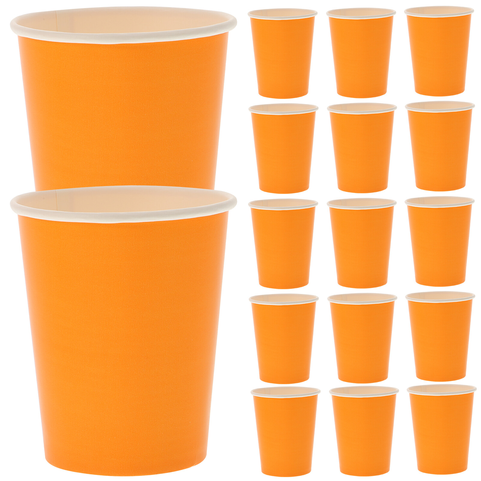 100pcs DIY Colorful Paper Cups for Hot/Cold Beverages - Orange ...