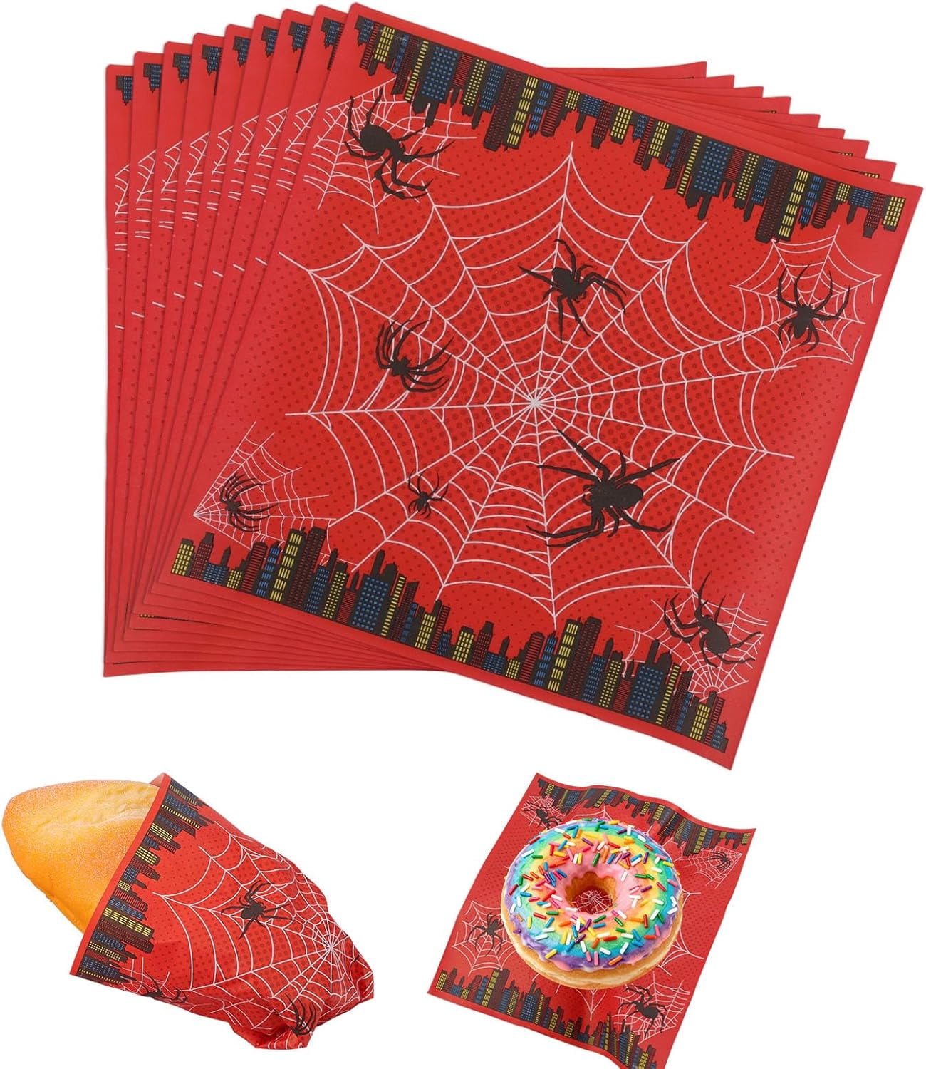 100pcs Deli Food Wrapping Paper, 18x18cm/7.09x7.09in Spider Themed ...