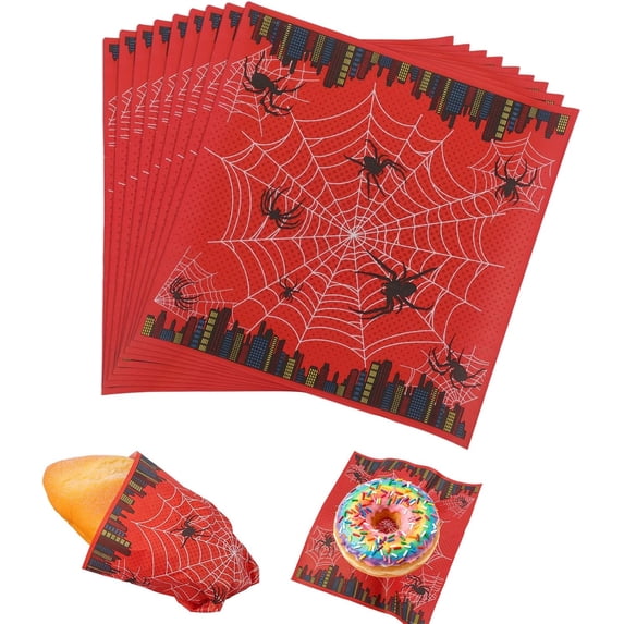 100pcs Deli Food Wrapping Paper, 18x18cm/7.09x7.09in Spider Themed ...