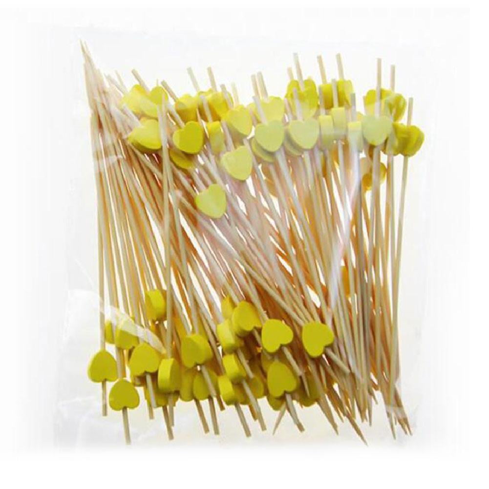 100pcs Disposable Bamboo Sticks for Cocktails & Cakes - Colorful Frui ...