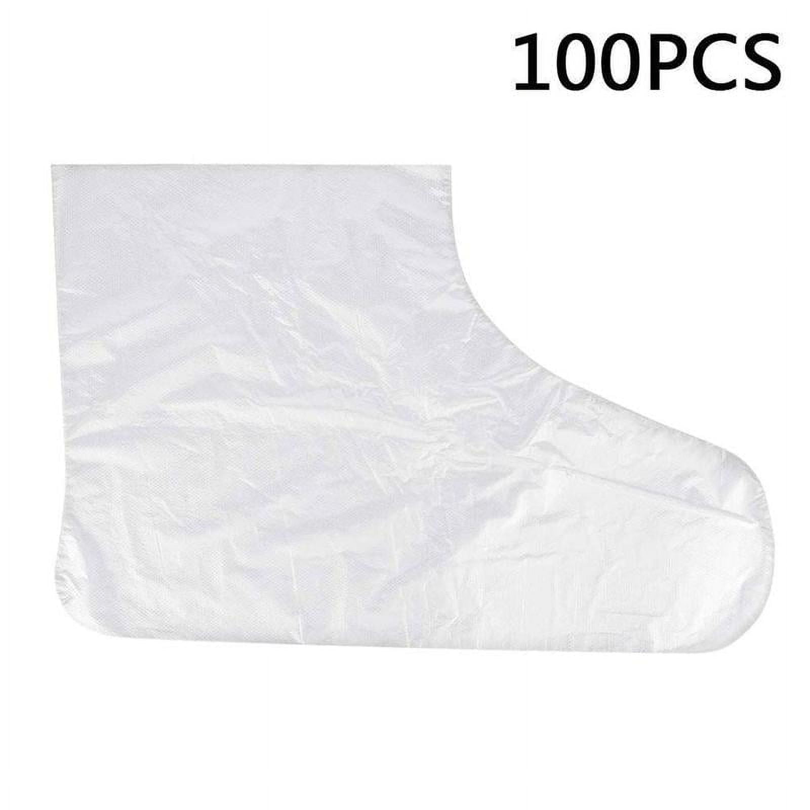 100pcs Disposable Plastic Foot Covers Bags Clear Booties Bath Paraffing ...