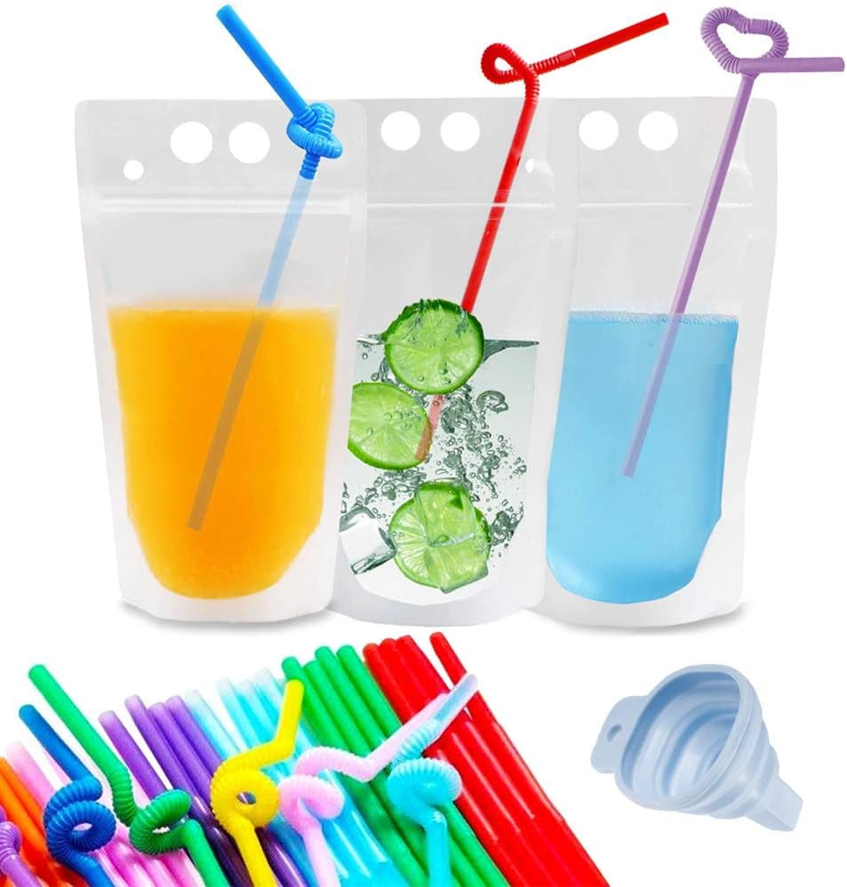 100pcs Drink Pouches for Adults Heavy Duty Hand-Held Translucent ...