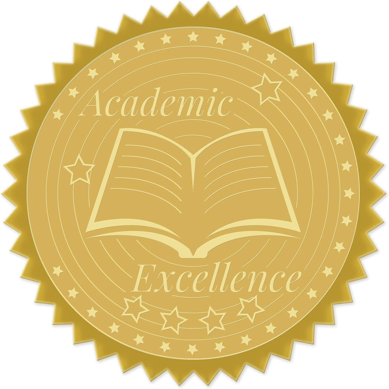 100pcs Embossed Foil Stickers Academic Excellence Gold Foil Certificate ...